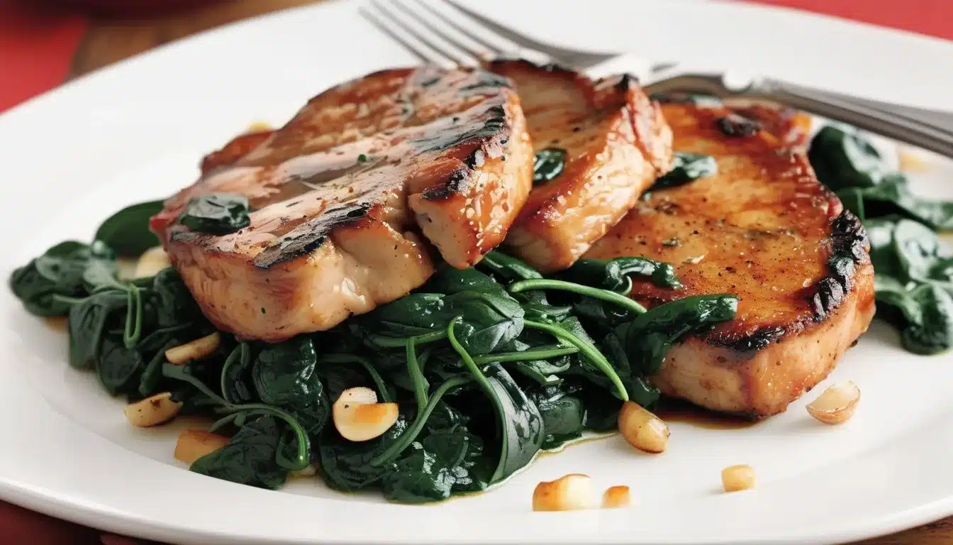 SAUTÉED PORK CHOPS WITH GARLIC SPINACH - MarketGrow.com