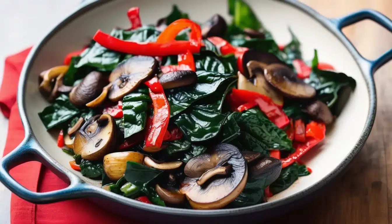 Sauteed Swiss Chard With Mushrooms And Roasted Red Peppers - MarketGrow.com